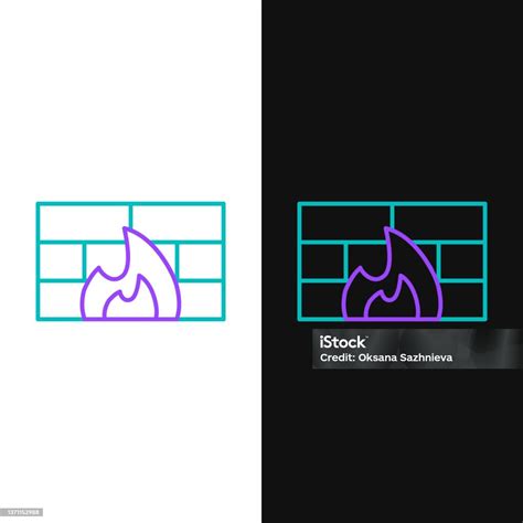 Green And Purple Line Firewall Security Wall Icon Isolated On White And