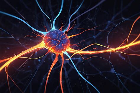 Digital Illustration Of Active Neuron Firing Within A Neural Network Simulating Brain Activity
