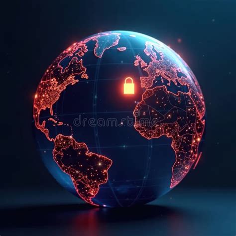 Secured Digital Globe With Glowing Connections Protection Encryption Stock Illustration