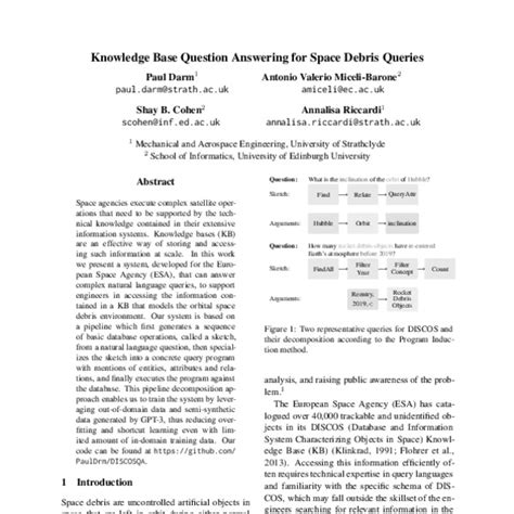 discosqa a knowledge base question answering system for space debris
