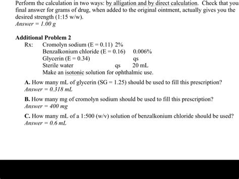 Solved Perform The Calculation In Two Ways By Allegation
