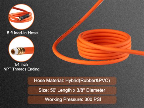 Vevor Retractable Air Hose Reel 38 In X 50 Ft Hybrid Air Hose Max 300