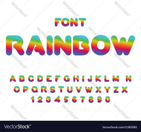 Rainbow Font Rounded Abc Multicolored Letters Vector Image