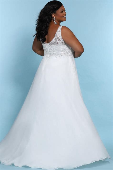 Ivory Sydneys Closet Sc5246 Long Sleeveless A Line Wedding Dress For