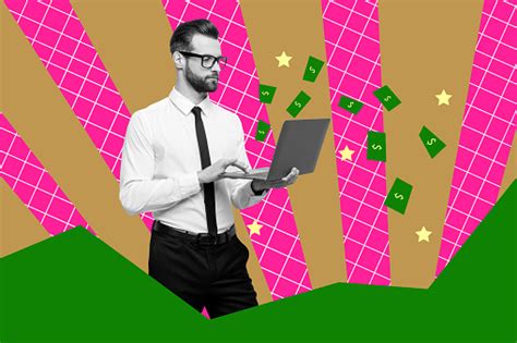 크리 에이 티브 스케치 아트 콜라주 심각한 실업가 프리랜서 서핑 노트북 달러 캐피탈 지폐 수입 성공 이익 25 29세에 대한 스톡 사진 및 기타 이미지 Istock