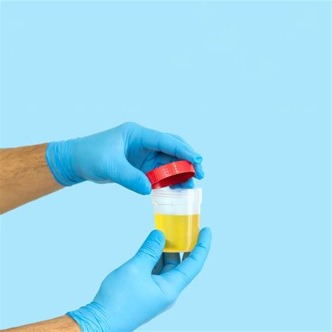 Enfermera o trabajador médico abriendo el recipiente de muestra de