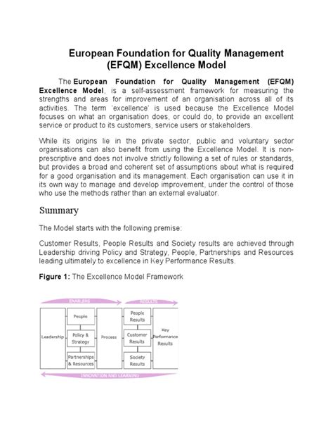 European Foundation For Quality Management Efqm Excellence Model
