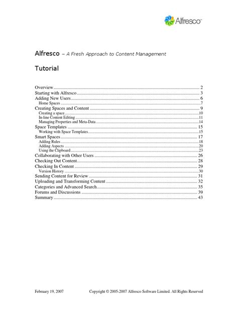 Alfresco 20 Tutorial Pdf Internet Forum Web Page