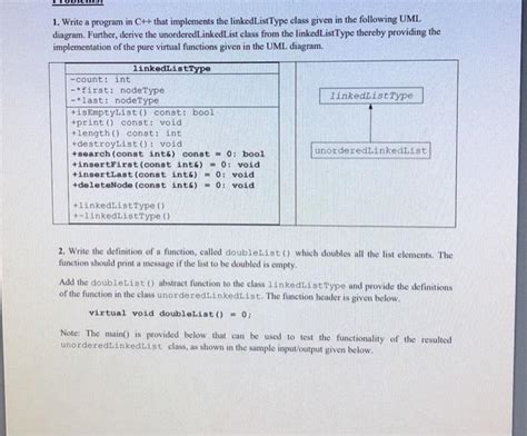 Solved 1 Write A Program In C That Implements The Linked