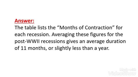 Solved The Table Below Shows The Economic Recessions That Have