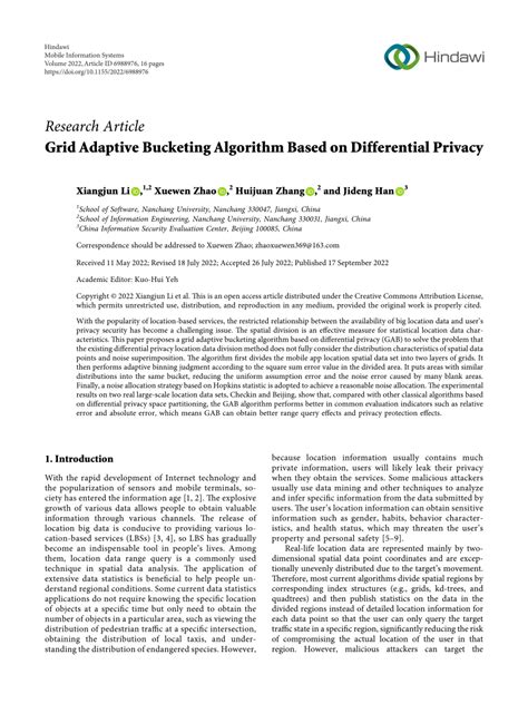 Pdf Grid Adaptive Bucketing Algorithm Based On Differential Privacy