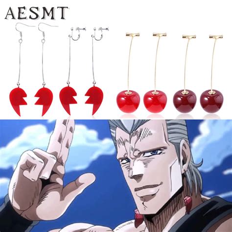 Anime Jojos Bizarre Adventure Cosplay Kakyoin Noriaki Cherry Earrings