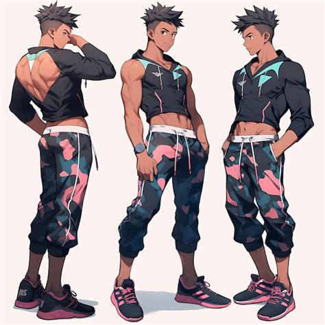 Premium Photo Colorful Male Chibi Kawaii Fitness Trainer Sporty