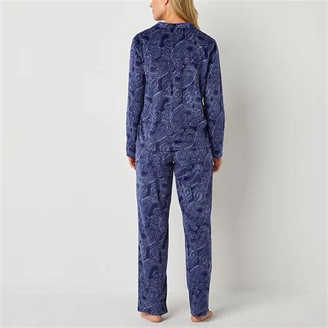 Adonna Womens Fleece Long Sleeve 2 Pc Pant Pajama Set