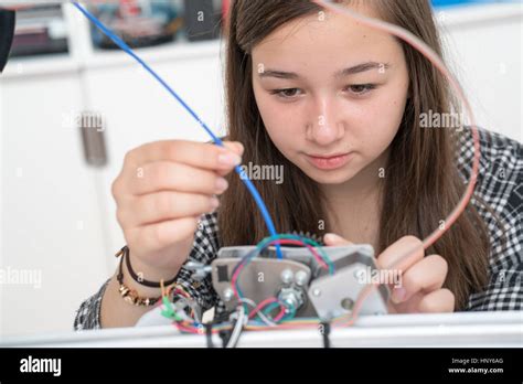 Girl In Robotics Class Research Electronic Device Stock Photo Alamy