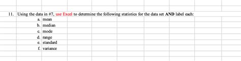 Using The Data In Use Excel To Determine Chegg
