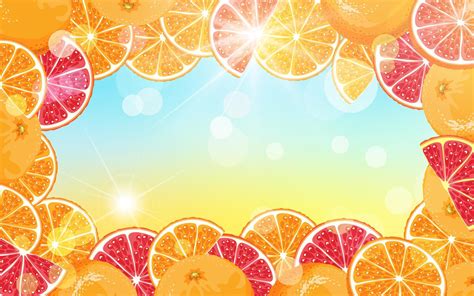 Fruit Summer Background With Sunbeams Bokeh Effect And Oranges