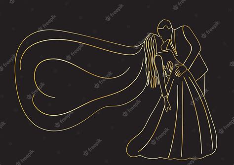Premium Vector Bride And Groom Continuous Line Drawing Vector