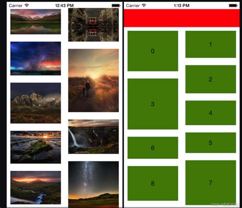 ios swift5 collectionView 瀑布流两列