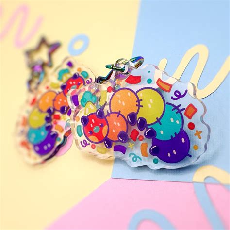 Squirmy Wormy | Cute Rainbow Clown Party Caterpillar 2" Keychain - Etsy