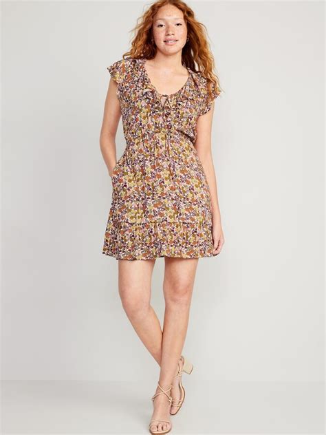 Old Navy Waist Defined Flutter Sleeve Floral Mini Dress Shopstyle