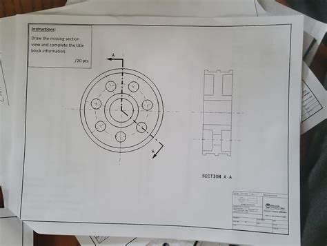 solved instructions draw the missing section view and