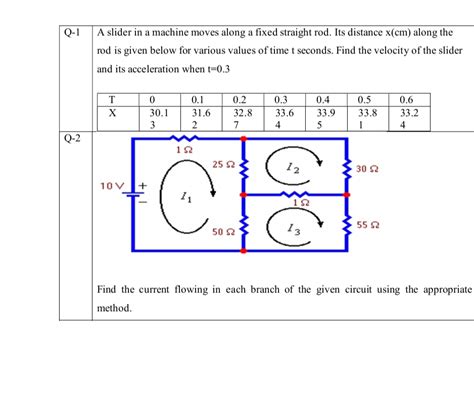 Solved Table Q 1 Table A Slider In A Machine Moves Along Chegg