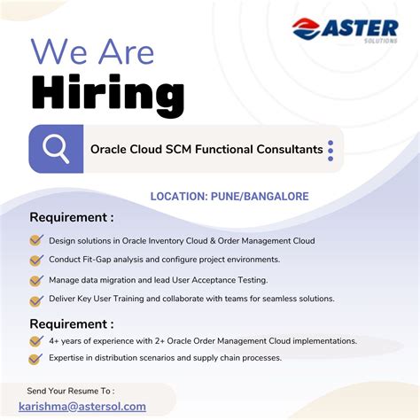 Aster Solutions On Linkedin Oraclecloud Scm Oraclejobs Hiring Oraclecloud Supplychain