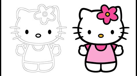 كيفية رسم هلو كيتى خطوة بخطوة للاطفال How To Draw Hello Kitty Step By