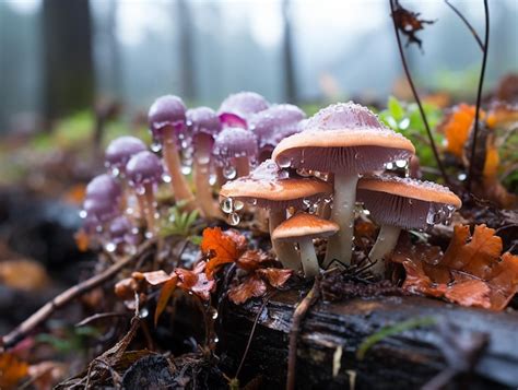 Premium Photo Mushrooms On A Decomposing Log