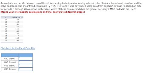 Solved An Analyst Must Decide Between Two Different Forecasting