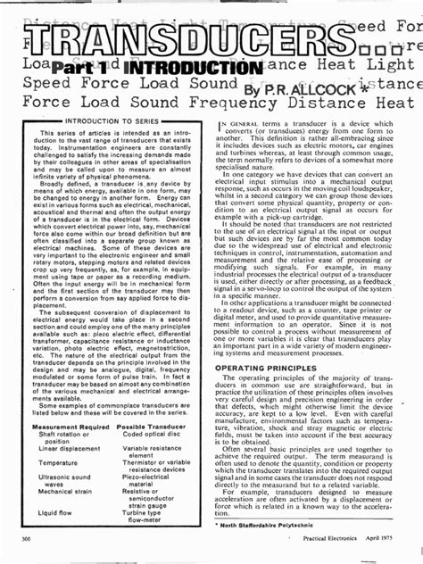 Transducers Pdf Electrical Resistance And Conductance Thermometer