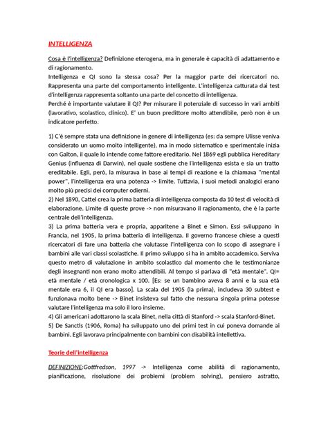 L Intelligenza Definizione Teorie Scale Di Valutazione Study Notes