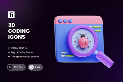 Premium Psd 3d Illustration Coding Bug
