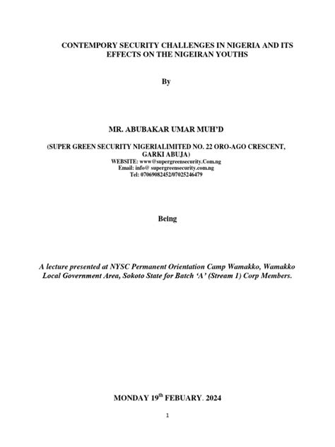 Security Lecture Pdf Smuggling Nigeria