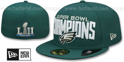 Philadelphia Eagles Super Bowl Lii Champions Green Fitted Hat