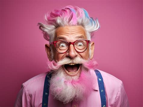 Premium Ai Image Excited Crazy Stylish Grandfather With Open Mouth