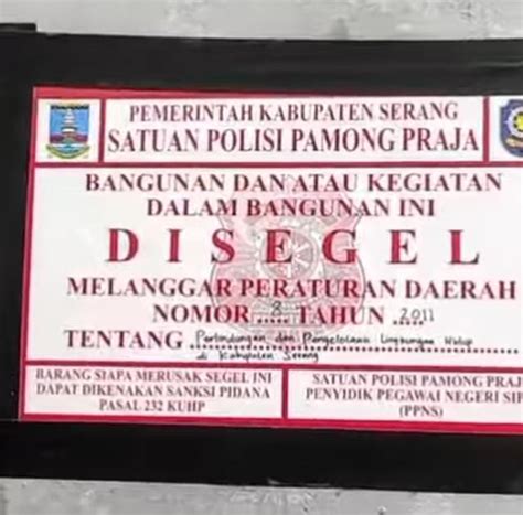 Satpol Pp Segel Pt Cipta Buana Pasta Tangerang Raya