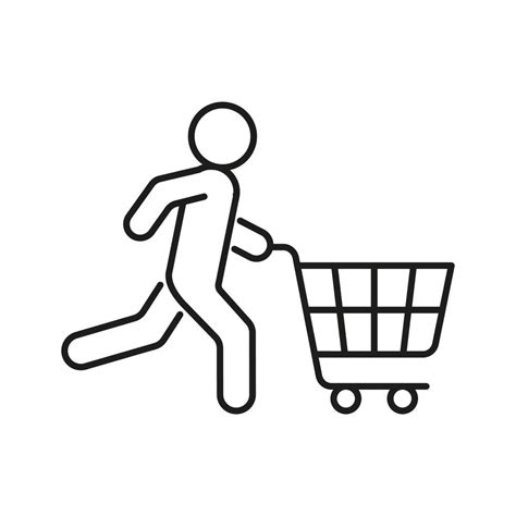 persona corre con carrito de compras para comprar apúrate a la venta