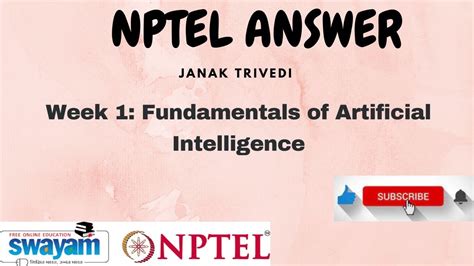 Fundamentals Of Artificial Intelligence Week 1 Nptel Answer