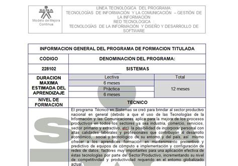 Sistemas SENA Linea tecnológica de programa