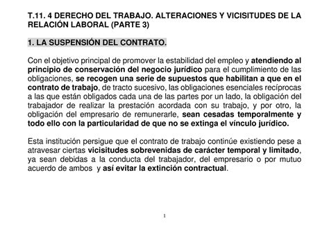 Clase 12 Suspensión Del Contrato De Trabajo T 4 Derecho Del Trabajo