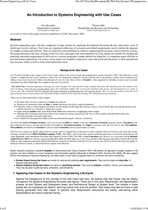 Pdf Introduction To Systems Engineering With Use Cases