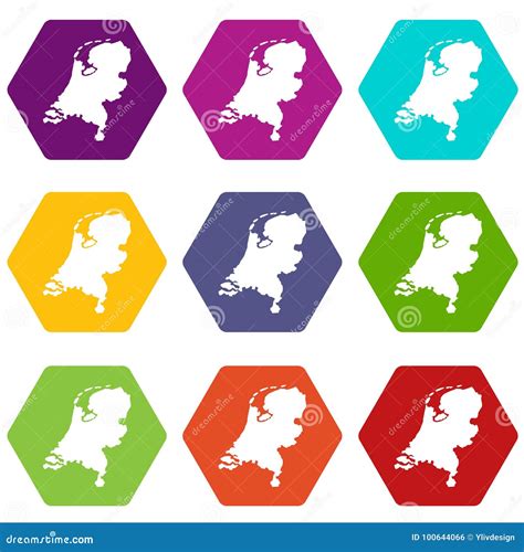 Hexahedron Determinado Del Color Del Icono Del Mapa De Holanda