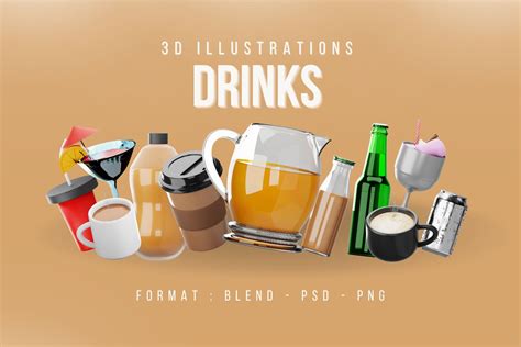 Premium Drinks 3d Illustration Pack From Food And Drink 3d Illustrations