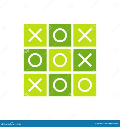 Tic Tac Toe Icon Design Mini Game Illustration Green Color Design Vector Stock Vector