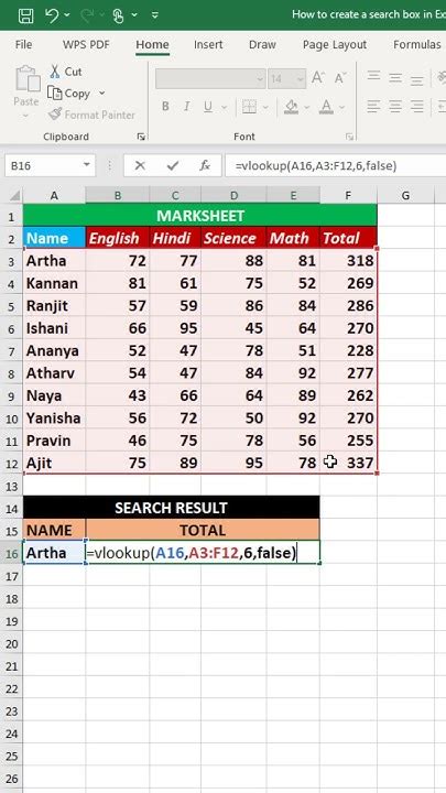How To Create A Search Box In Excel Using Vlookup Exceltutorial
