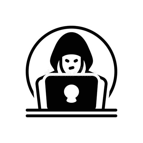 Black Solid Icon For Hacker Phishing And Agent Stock Vector