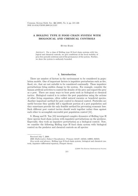 Pdf A Holling Type Ii Food Chain System With Biological And Chemical