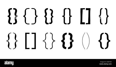 Text Bracket Vintage Curly Brackets Symbol Typography Punctuation Shapes Type Braces Stock